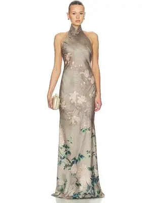 SAU LEE Gillian Satin Dress - Taupe