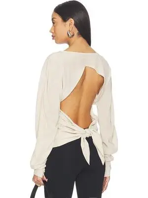 EAVES X Jasmine Tookes Amari Open Back Top - Beige