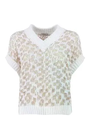 Peserico Knitted V-neck Vest - White