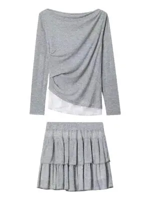 B+AB Ruffled Mini Skirt Set - Grey
