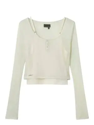 MUSIUM DIV. Button Ribbed Sleeveless Top - Neutrals