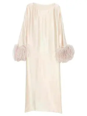 STEPHAN JANSON Feather-trim Midi Dress - Neutrals