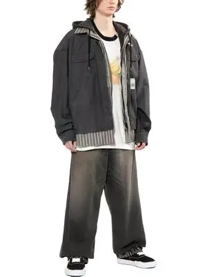Mihara Yasuhiro Striped Hooded Jacket - Black