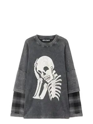 Palm Angels Skull Graphic Long-sleeve Shirt - Grey