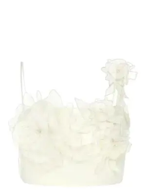 David Koma Floral Appliqué Top - Neutrals