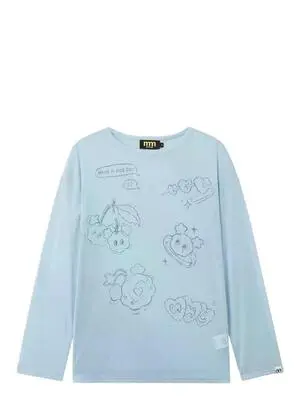 MINI CREAM Graphic-print Long-sleeve T-shirt - Blue