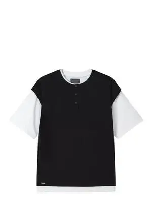 MUSIUM DIV. Button Layered T-shirt - Black