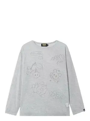 MINI CREAM Graphic-print Long-sleeved T-shirt - Grey