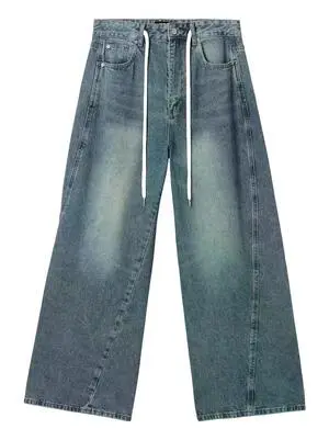 MINI CREAM Drawstring Wide-leg Jeans - Blue