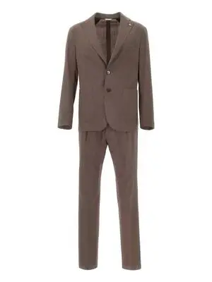 MANUEL RITZ Logo-pin Patch-pocket Suit - Brown