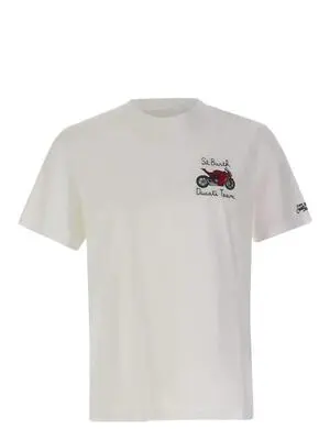 MC2 SAINT BARTH Portofino Embroidered-motorcycle T-shirt - White