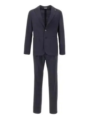 MANUEL RITZ Patch-pocket Logo-pin Suit - Blue