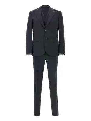 MANUEL RITZ Peaked-lapel Three-piece Suit - Blue