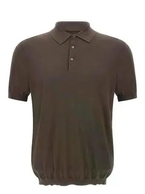 KANGRA Ribbed Short-sleeved Polo Shirt - Brown