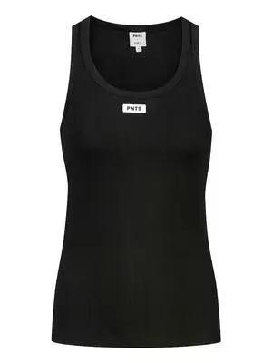 MEY Logo Ribbed Tank - Black