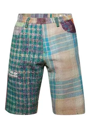 BETTER WITH AGE Isaac Kantha Patchwork Shorts - Blue