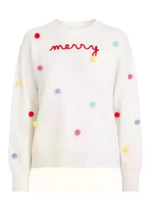 MC2 SAINT BARTH Embroidered Pom-pom Sweater - White