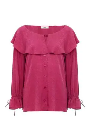 Chloé Ruffled Silk Blouse - Pink