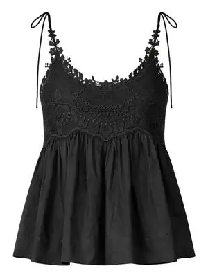 TWINSET Lace-trimmed Woven Sleeveless Top - Black