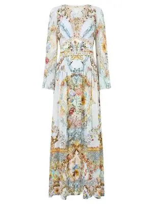 Camilla Seville V-neck Floral Print Dress - Blue