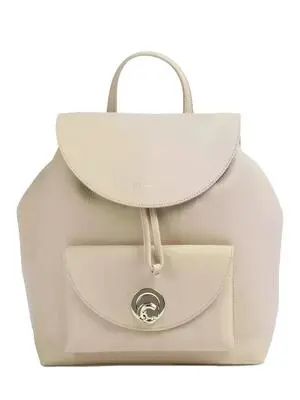 COCCINELLE Drawstring Flap Leather Backpack - Neutrals