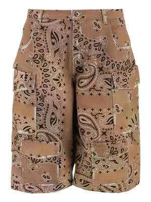 DON'T @ ME Bandana-print Denim Shorts - Neutrals