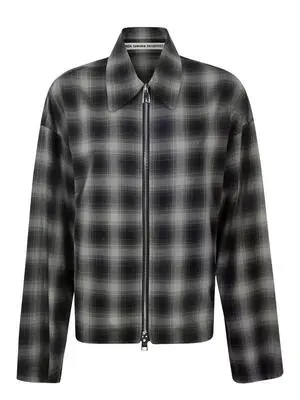 META CAMPANIA COLLECTIVE Checked Zip Shirt - Grey
