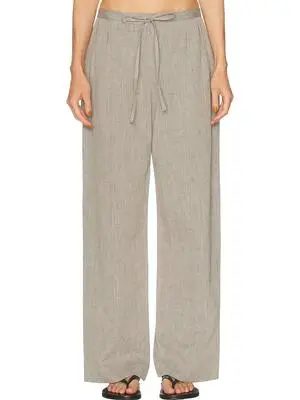 Loulou De Saison Clark Loose Fit Elastic Waist Pant - Grey Melange