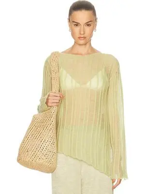 THE ELDER STATESMAN Nimbus Lola Pullover Sweater - Sage