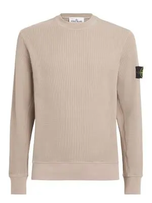 Stone Island Cotton Waffle-knit Crewneck Sweater - Beige