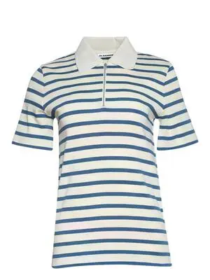 JIL SANDER Striped Zip-collar Polo Shirt - Neutrals