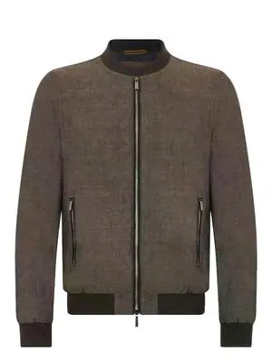 MOORER Ribbed Bomber Jacket - Brown