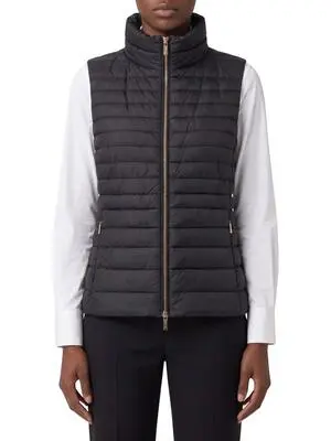 MOORER Padded Quilted Zip Vest - Black