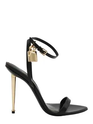 TOM FORD Padlock Leather Stiletto Sandals - Black