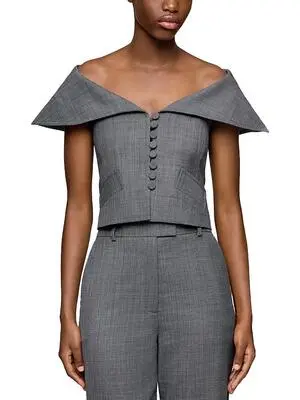 GANNI Off-the-shoulder Vest Top - Phantom