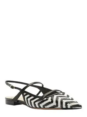 ALEXANDRE BIRMAN Raffia Slingback Flats - Black
