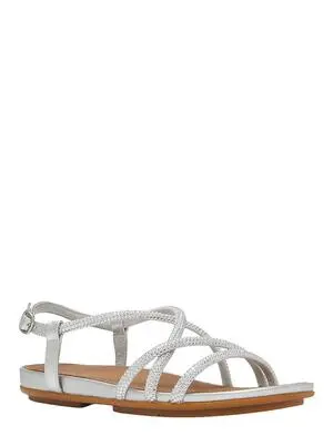Fitflop Gracie Strappy Embellished Flat Sandals - Silver