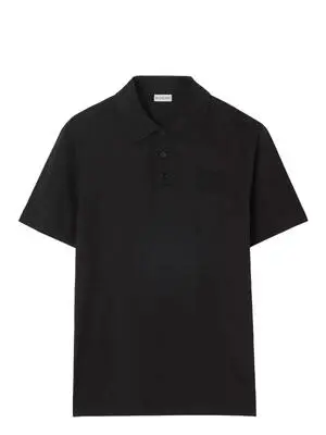 Burberry Embroidered Cotton Polo Shirt - Black