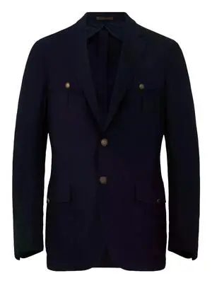 MOORER Button Pocket Blazer - Blue