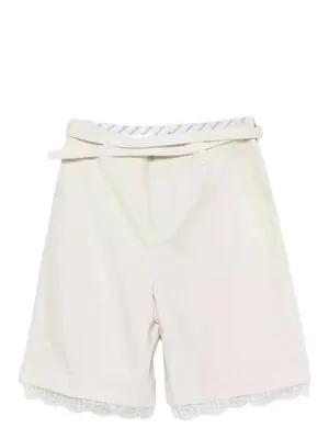 Vivetta Belted Lace Trim Shorts - Neutrals