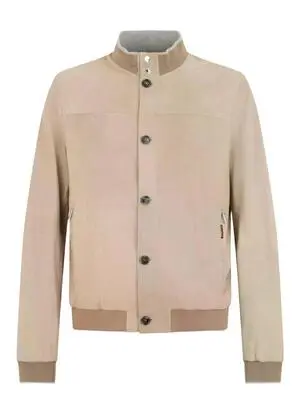MOORER Ribbed Leather Jacket - Neutrals