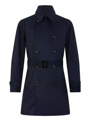 MOORER Belted Trench Coat - Blue