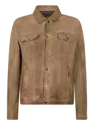 MOORER Leather Pocket Jacket - Neutrals