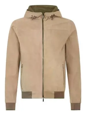 MOORER Hooded Leather Jacket - Neutrals