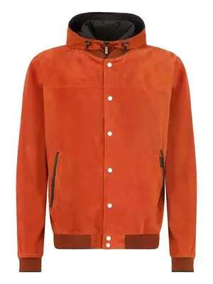 MOORER Suede Hooded Jacket - Orange