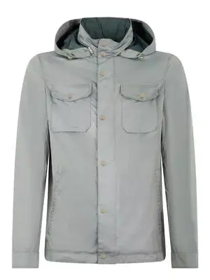 MOORER Hooded Button Jacket - Grey