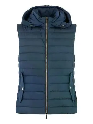 MOORER Striped Hooded Vest - Blue