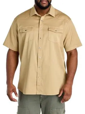 TRUE NATION BY DXL Big & Tall Western-inspired Sport Shirt - White Pepper
