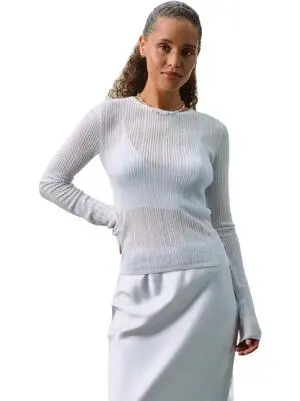 Naked Cashmere Mable Trellis Long Sleeve Cashmere Tee - Cloud