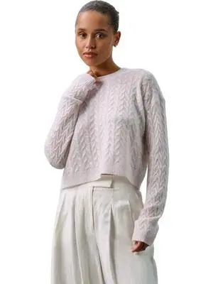 Naked Cashmere Chrissy Cropped Cable Knit Sweater - Cloud